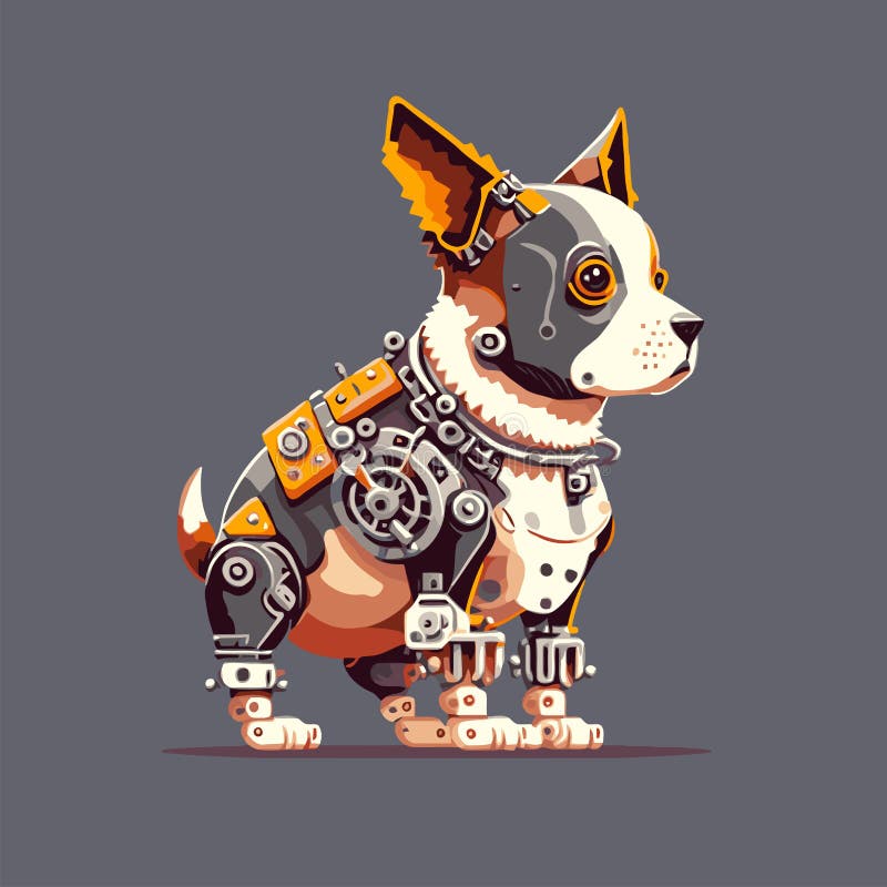 Cute Dog Robot Machine Character Logo Mascot Vector Stock Illustration ...