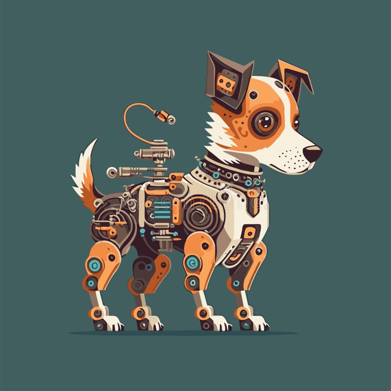 Cute Dog Robot Machine Character Logo Mascot Vector Stock Illustration ...