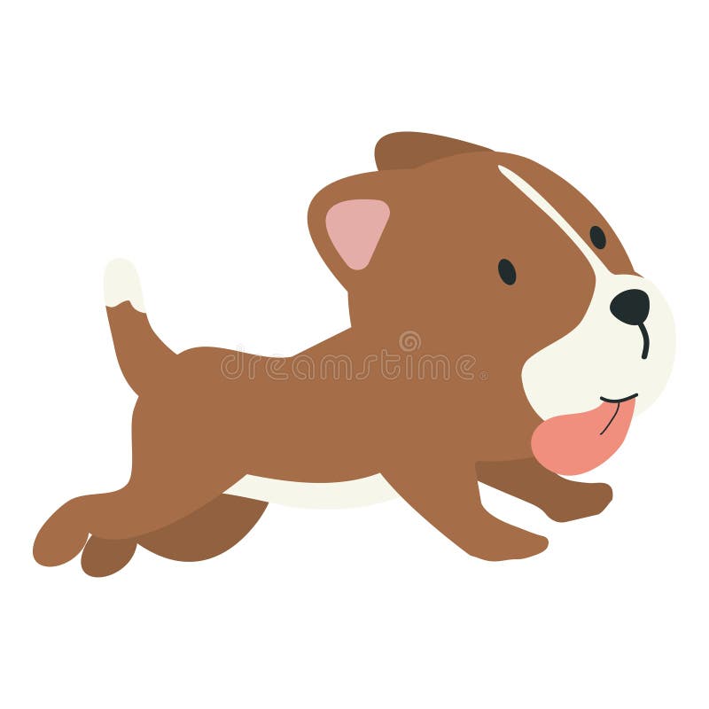 Cute Dog Run Cartoon Flat Vector Stock Vector - Illustration of smiling ...