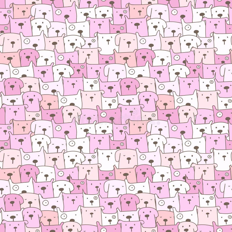 Cute Dog Seamless Pattern Background. Stock Vector - Illustration of ...