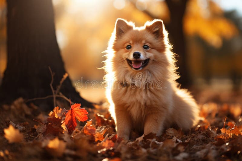 Cute Dog Sitting on Grass in Park. Generative AI Stock Illustration ...