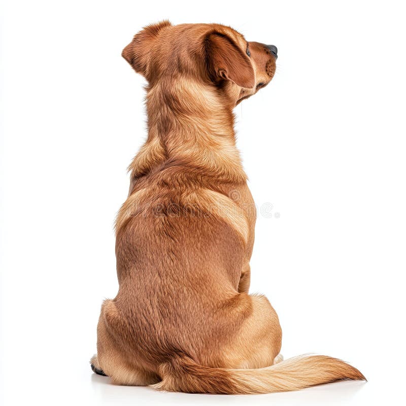 Cute Dog Sitting, Rear View Stock Photo - Image of brown, doggy: 353266972