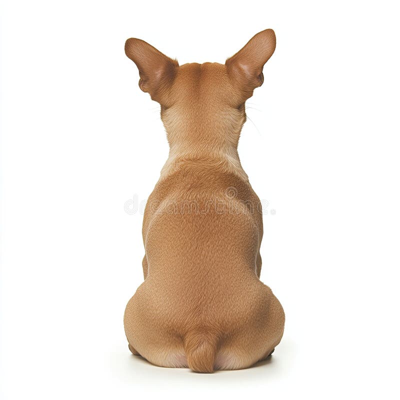 Cute Dog Sitting, Rear View Stock Image - Image of brown, animal: 353267011