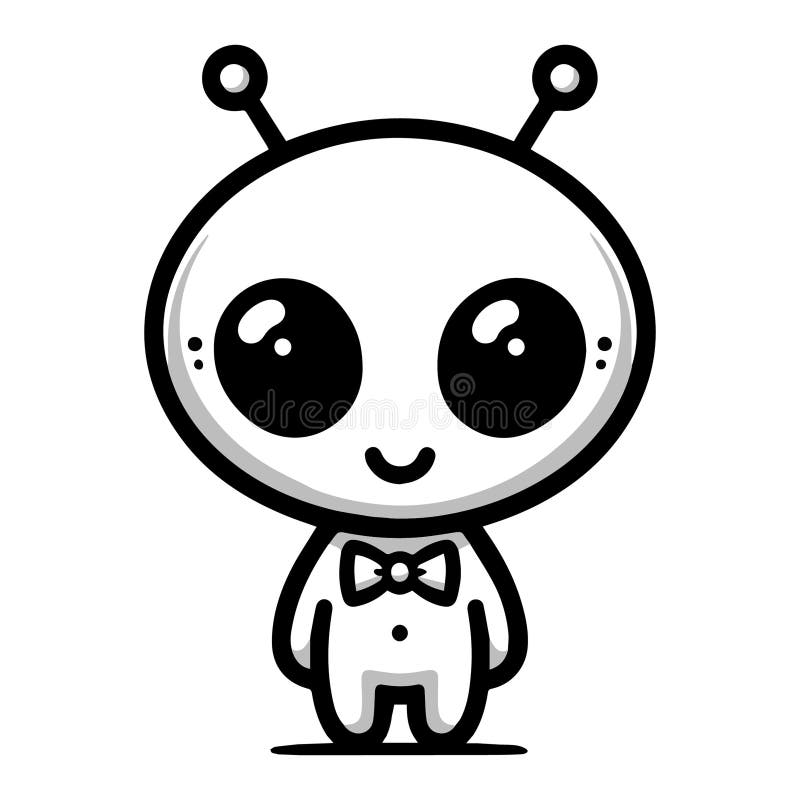 Cute Alien simple line Art stock illustration. Illustration of ...