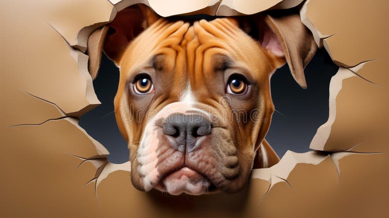 Cute Dog Sticking Out of a Hole in the Wall Stock Illustration ...