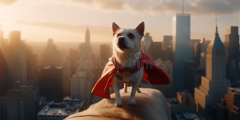 Cute Dog with Superman Cape Infront of Cityview Stock Photo - Image of ...