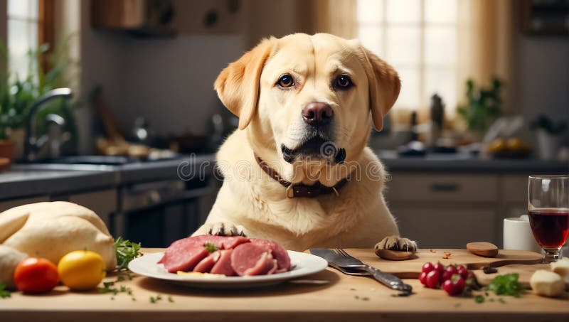 Cute Dog at the Table in the Kitchen Adorable Breakfast Stock ...