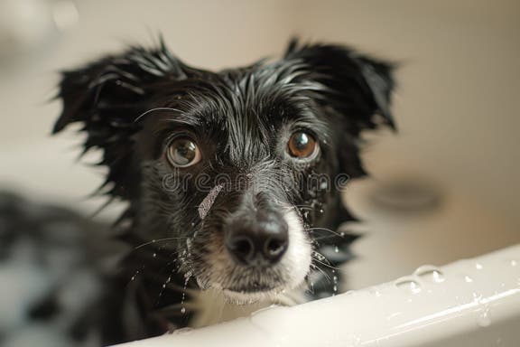 Cute Dog Taking a Bath with Soap Suds Stock Photo - Image of hygiene ...