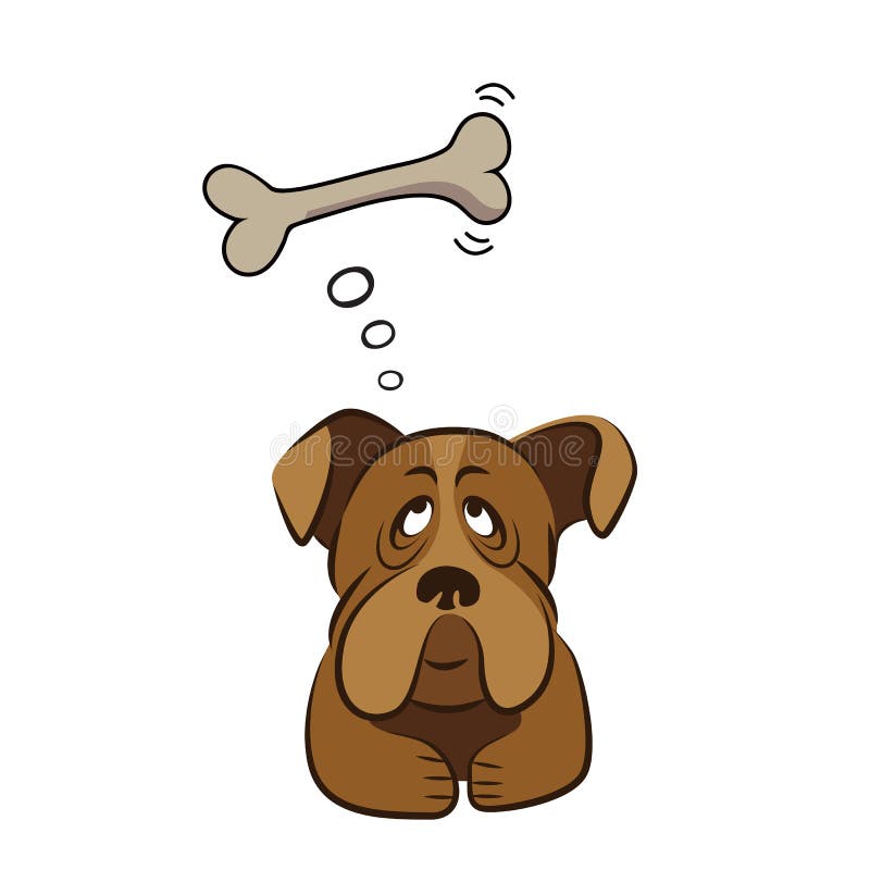 Cute Dog Thinking about Bone Stock Vector - Illustration of vector ...
