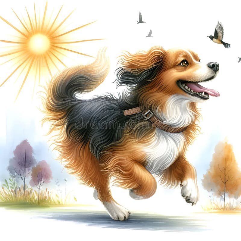 Cute dog wags his tail stock illustration. Illustration of digital ...