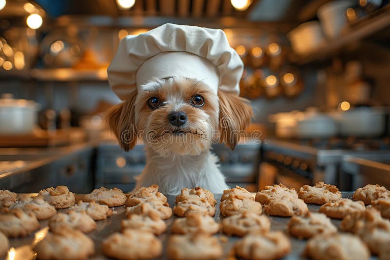Chef Dog Baking Cookies stock illustration. Illustration of kitchen ...