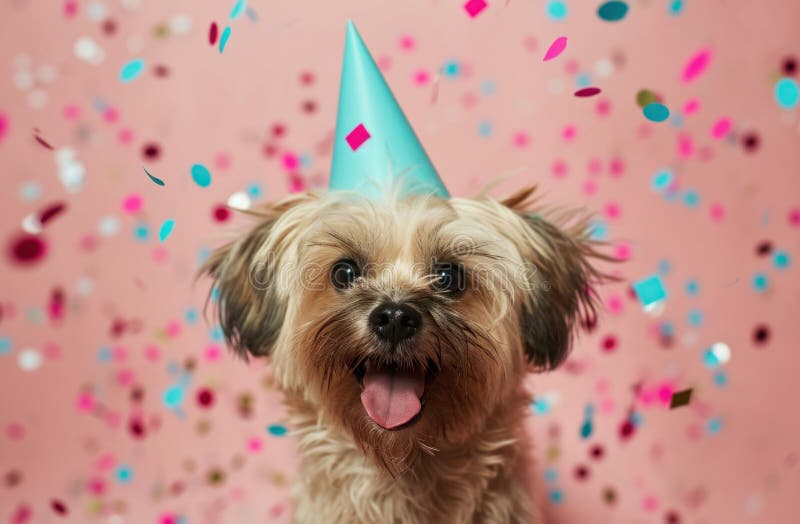Cute Dog Wearing a Party Hat Stock Photo - Image of portrait, pedigree ...