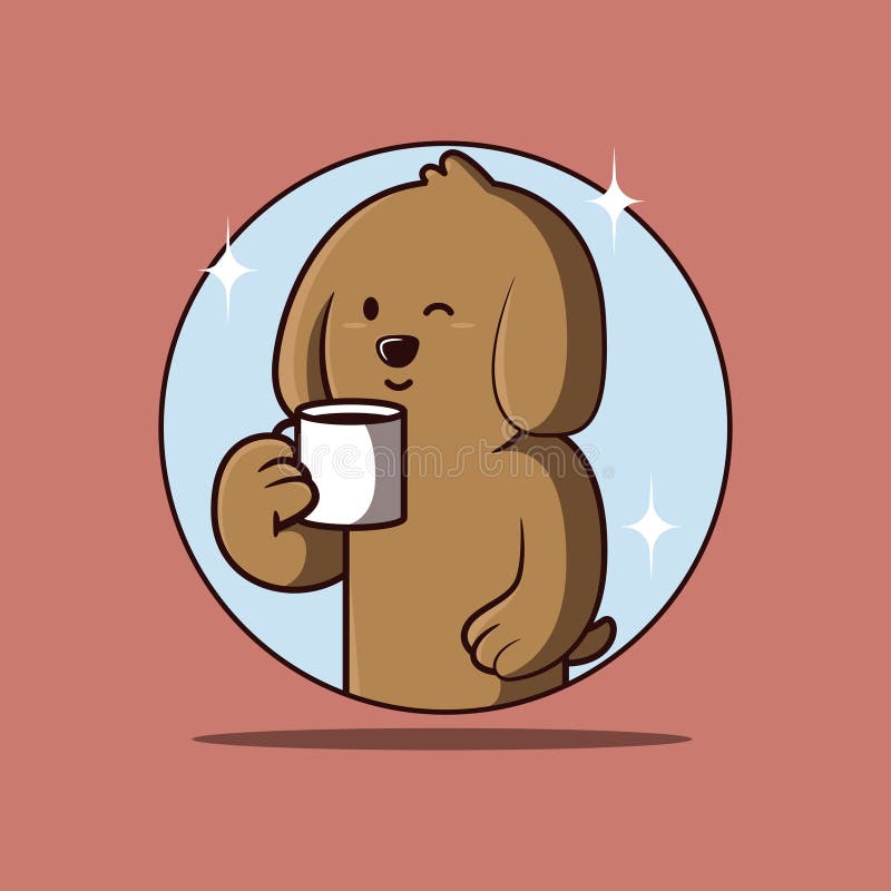 Cute Dog Winking and Drinking Coffee Vector Illustration. Stock ...