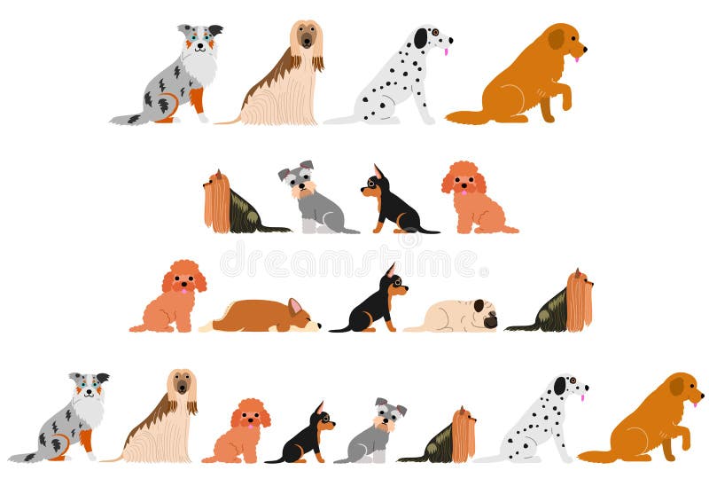 Cute dogs border set stock vector. Illustration of group - 115625761