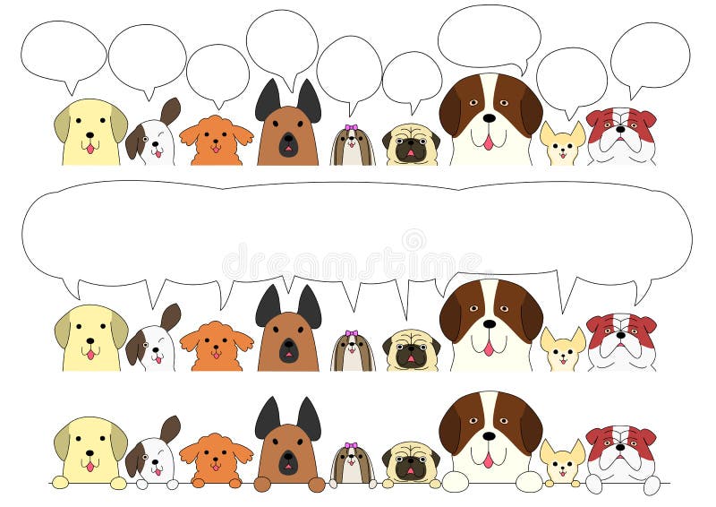 Cute dogs border set stock vector. Illustration of front - 73057986