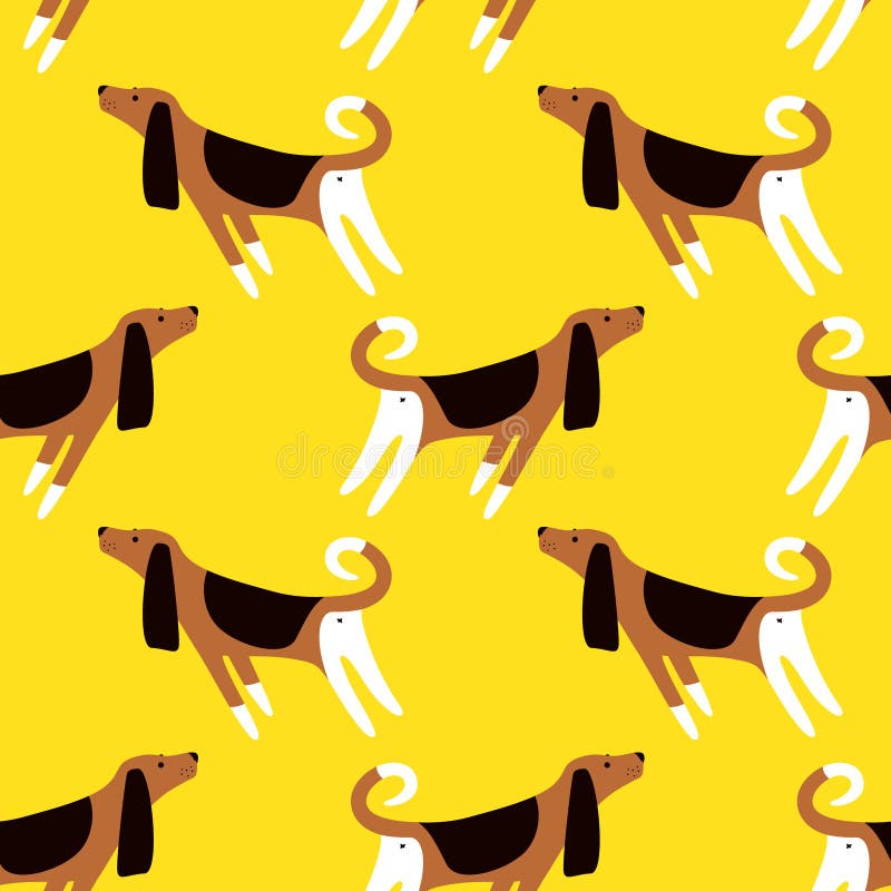 Cute Dogs Seamless Pattern. Background with Pets Character in Do Stock ...