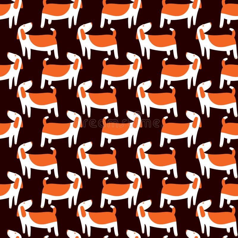 Cute Dogs Seamless Pattern. Background with Pets Character in Do Stock ...