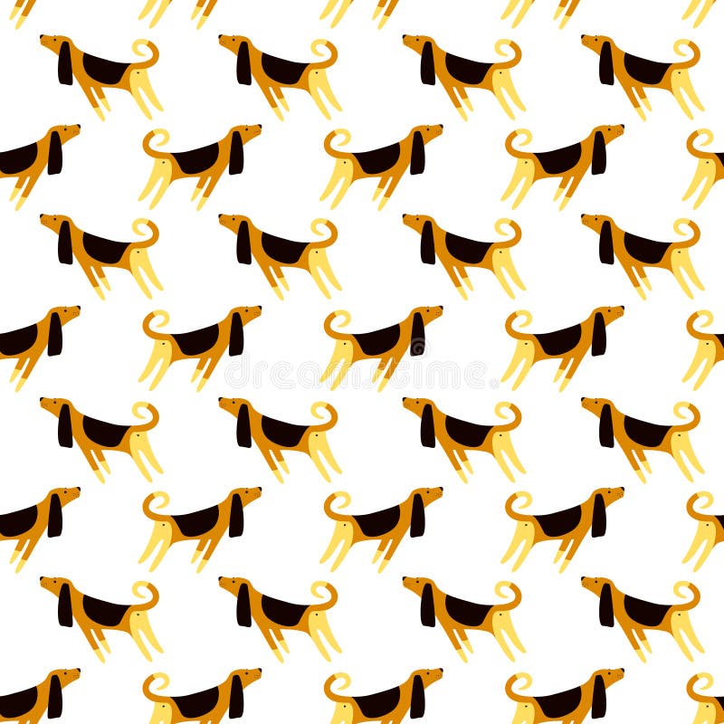 Cute Dogs Seamless Pattern. Background with Pets Character in Do Stock ...