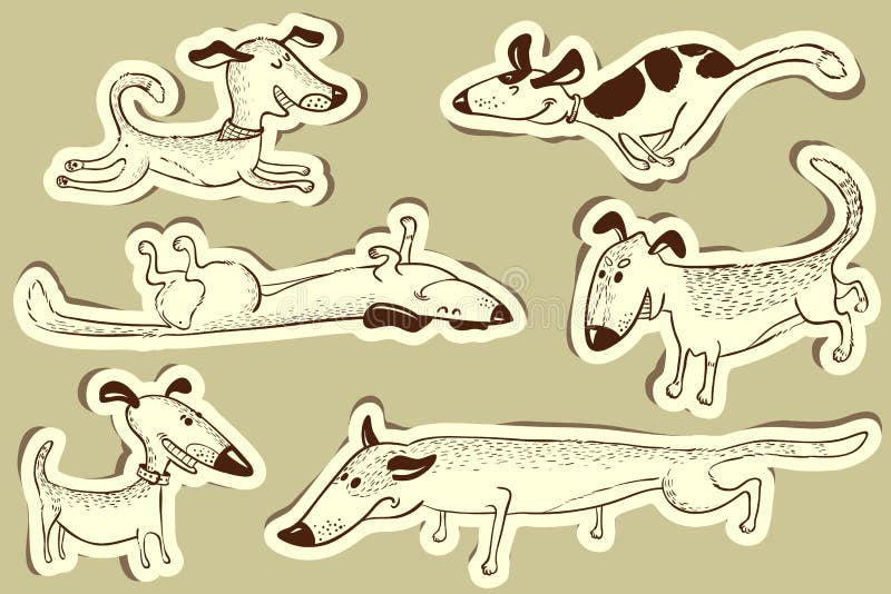 Set of Cute Dogs. Vector Illustrations Stock Vector - Illustration of ...