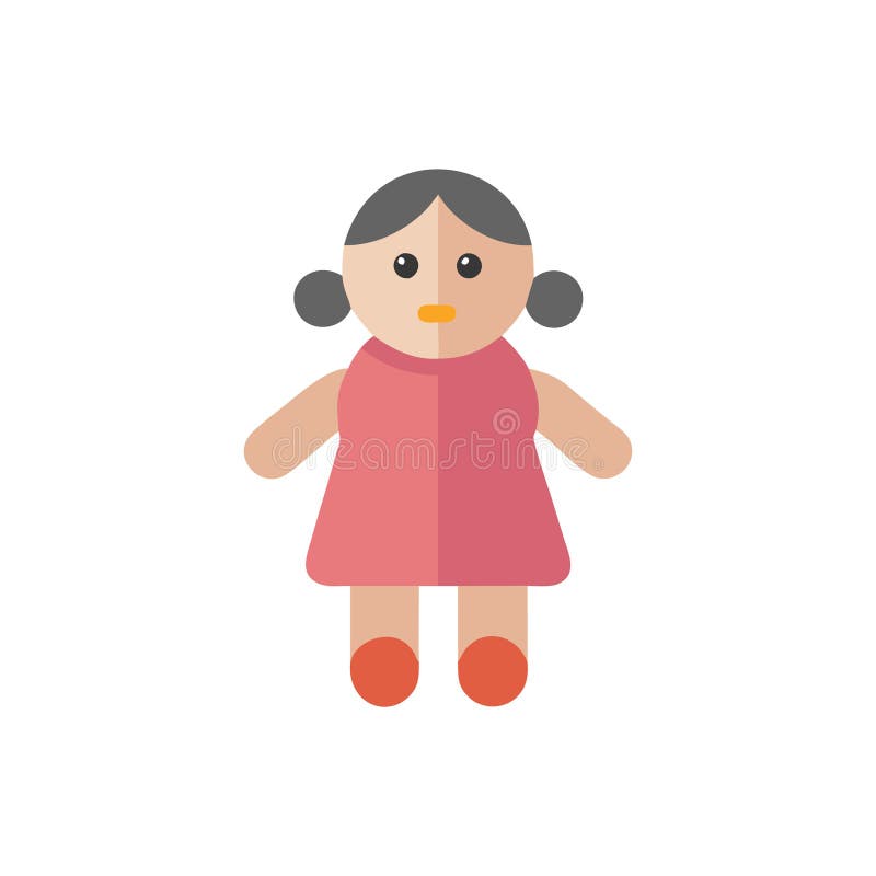 Cute Doll Icon for Children Stock Illustration - Illustration of ...