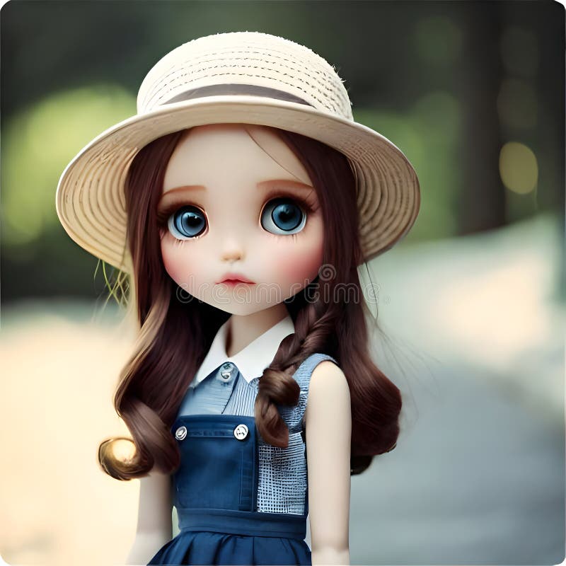 Cute Doll Looking at the Viewer - Ai Generated Image Stock Illustration ...