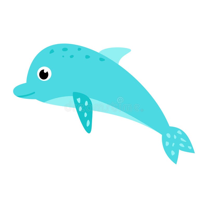 Cute Dolphin Isolated on White Background Stock Vector - Illustration ...