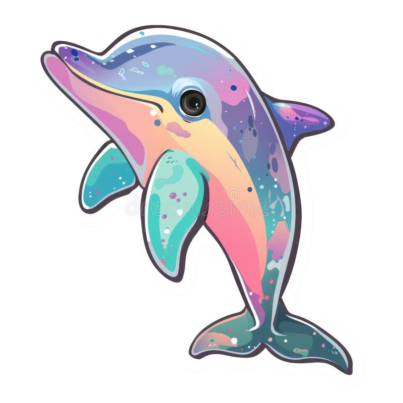 Cute dolphin sticker stock photo. Illustration of mammal - 317820010