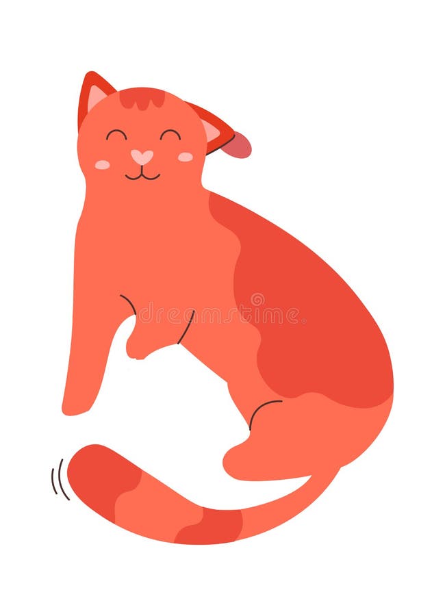 Cute Domestic Animal Kitty Flat Icon Red Cat Stock Vector ...