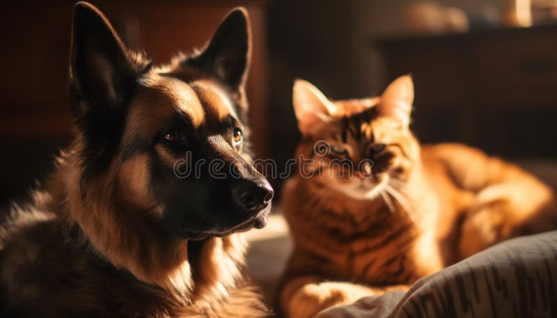 Cute Domestic Animals Sitting on Comfortable Sofa Generated by AI Stock ...