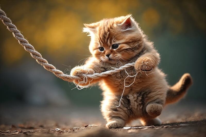 Cute domestic cat playing stock illustration. Illustration of animal ...