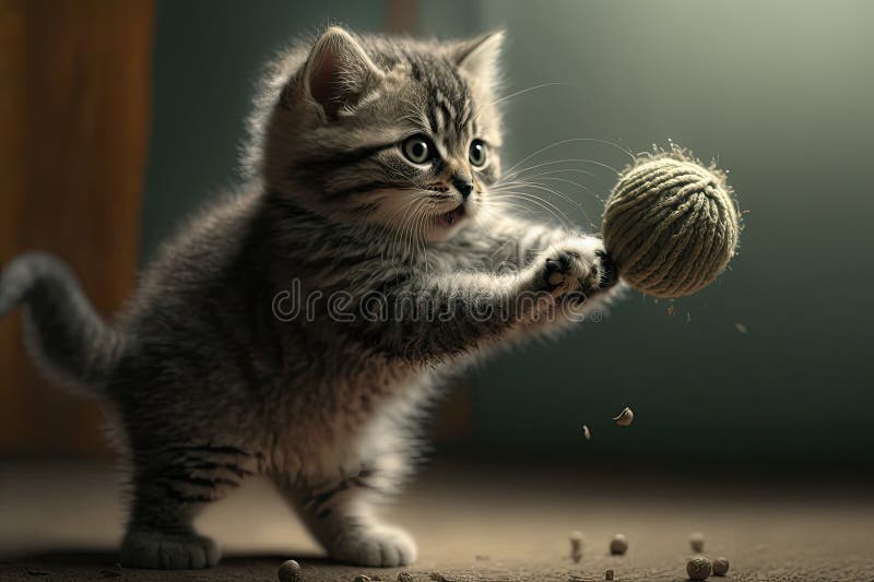 Cute domestic cat playing stock illustration. Illustration of play ...