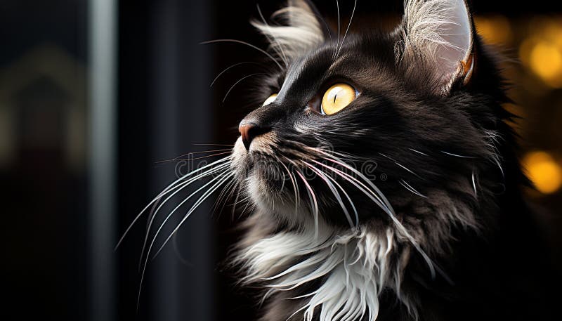 Cute Domestic Cat Staring, Whiskers Alert, Playful Generated by AI ...