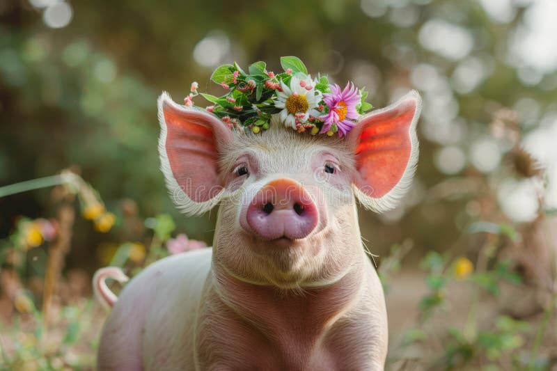 Cute domestic pig stock image. Image of grass, nature - 112269373