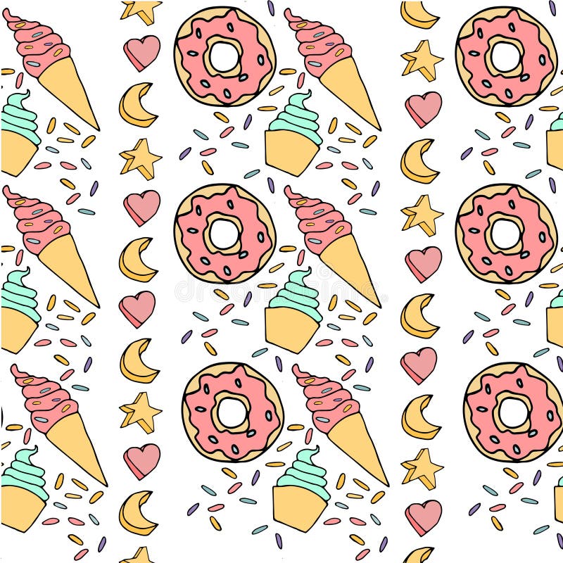 Cute food pattern stock illustration. Illustration of cloud - 123724406