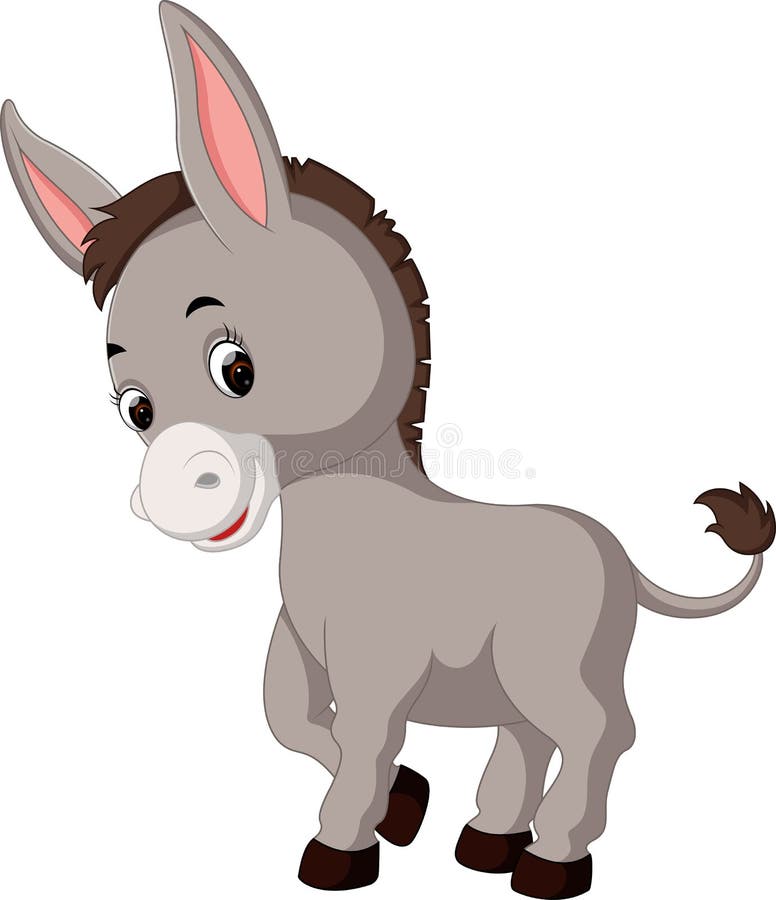 Cute Donkey Cartoon Illustration. Stock Vector - Illustration of farm ...