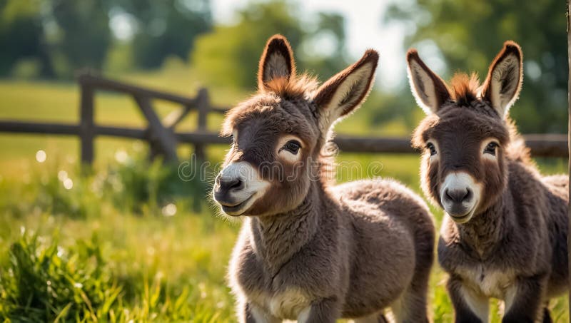 Cute Donkey a Farm in Summer Stock Illustration - Illustration of ...