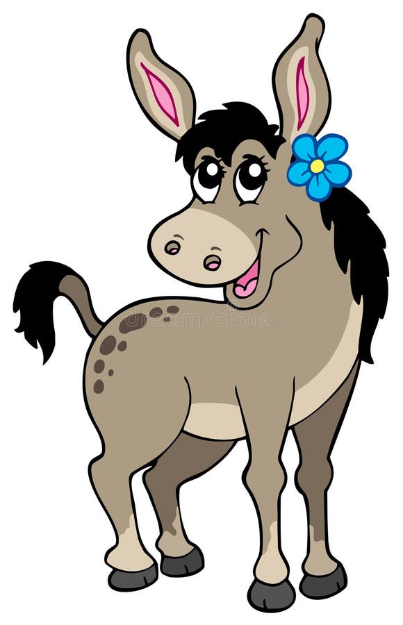 Cute donkey with flower stock vector. Illustration of design - 14778900