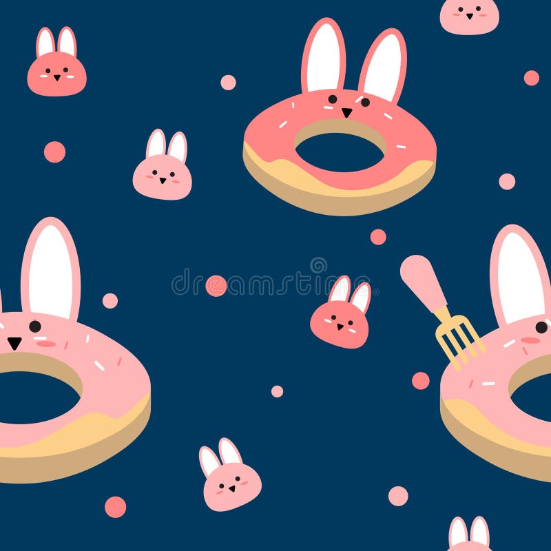 Cute Donut Bunny Seamless Pattern For Digital Printing Stock Vector Illustration Of Design