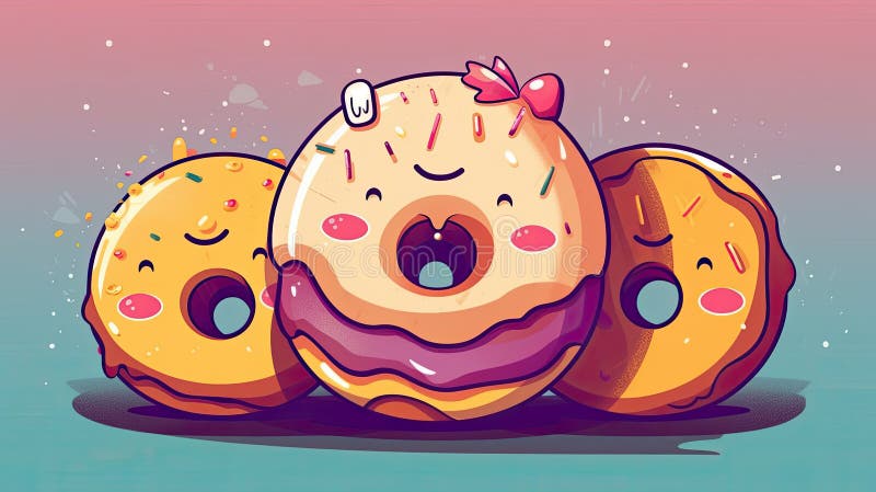 Cute Donuts with Sprinkles on Top Stock Illustration - Illustration of ...