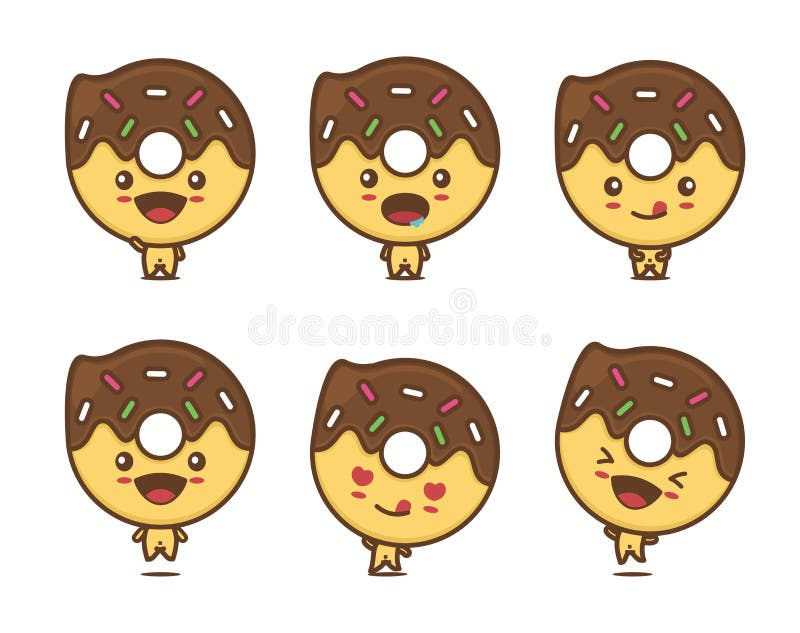 Cute donuts characters stock vector. Illustration of colorful - 236502800