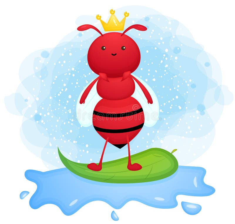 Cute Doodle Ant Playing Surf Cartoon Character Premium Vector Stock ...