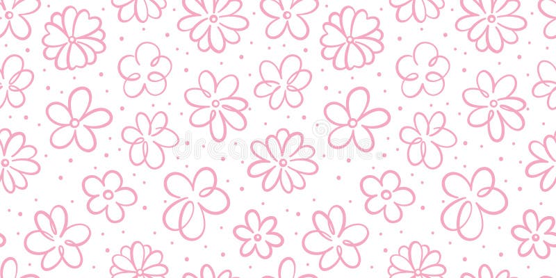 Cute Doodle Cartoon Flower Seamless Repeating Vector Pattern, Spring ...