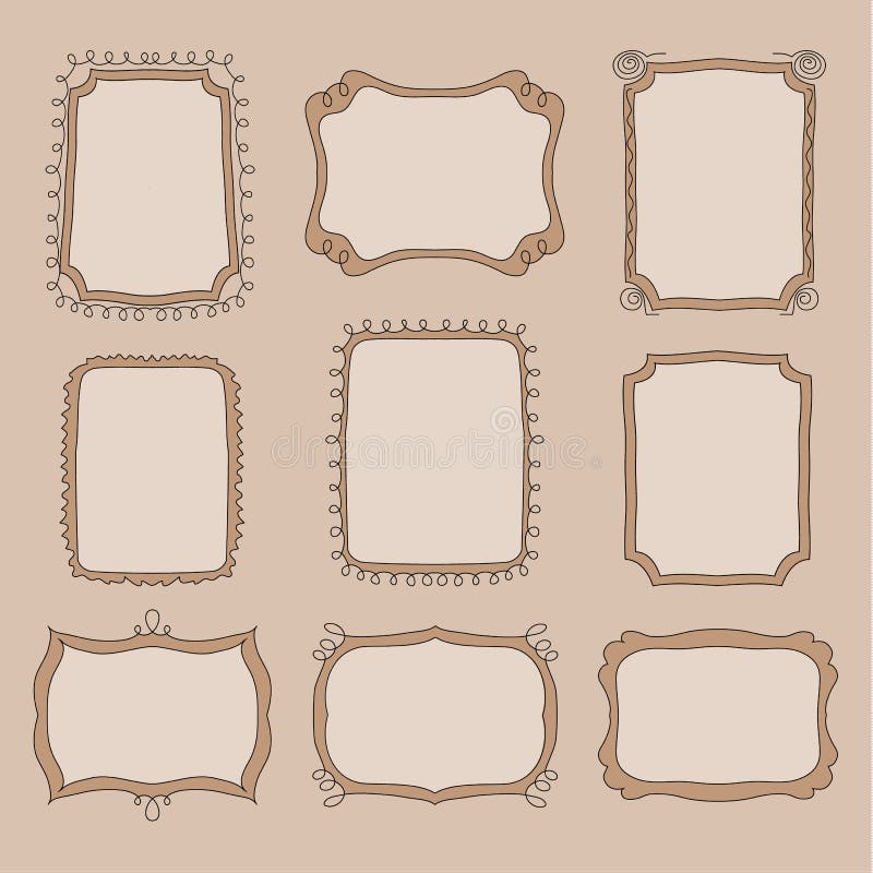 Set of Cute Cartoon Decorative Sewing Blank Frames. Shape Labels for ...