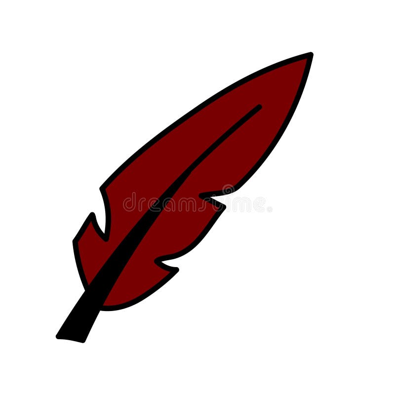 Cute Doodle Illustration in Flat Style, Red Magic Feather Stock ...
