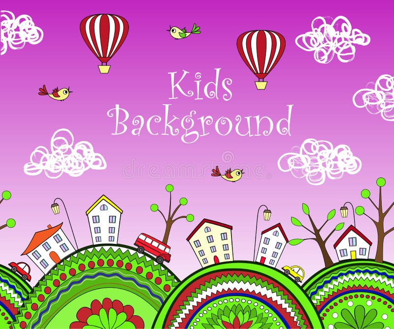 Cartoon City Frame. Map Landscape with Cities, Mountains, Roads, Sea ...