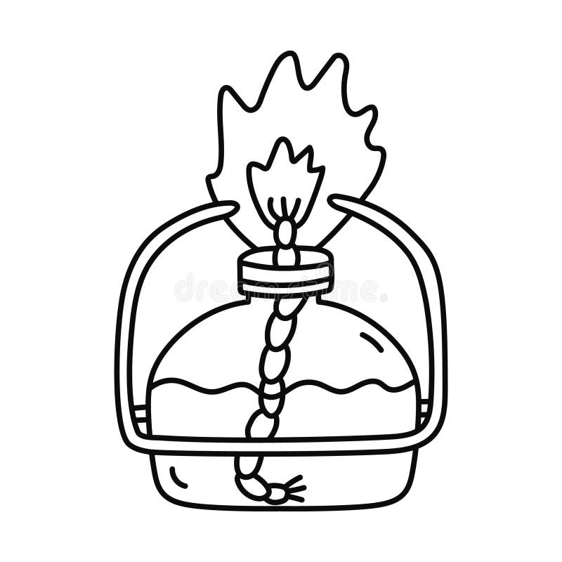 Cute Doodle Laboratory Burner with Alcohol Liquid, Rope and Closed Cap ...