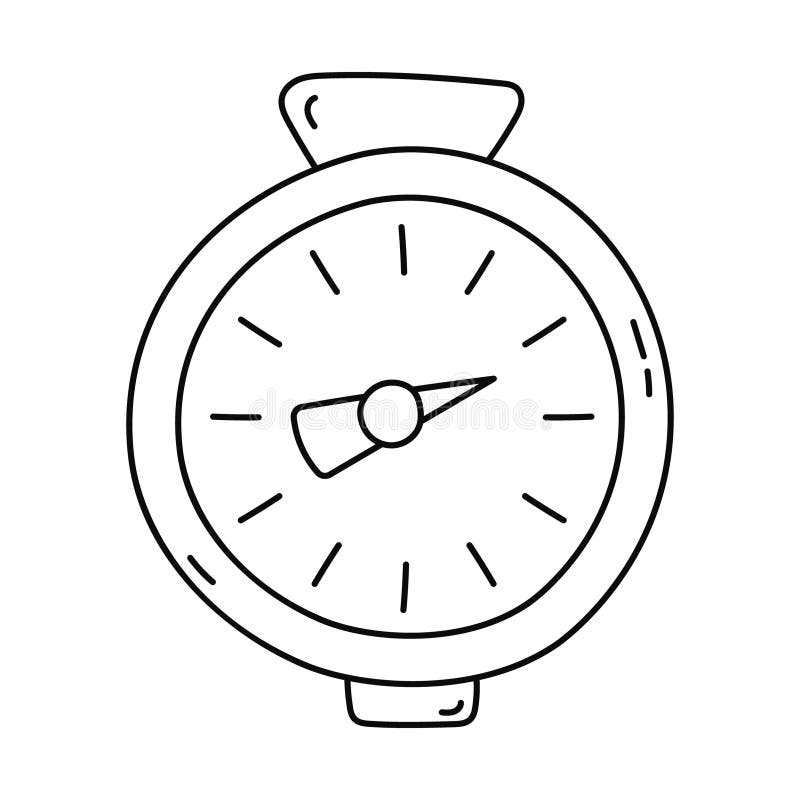 Cute Doodle Mechanical Timer and Stopwatch. Hand Drawn Time Counter As ...