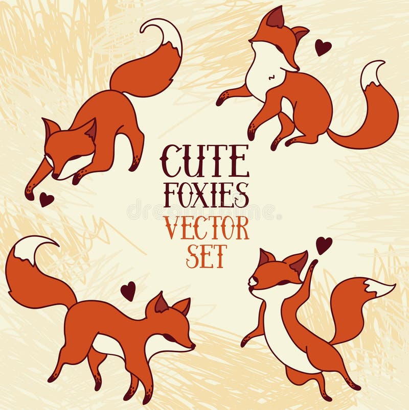 Cute doodle playing foxies stock vector. Illustration of kawaii - 85832762