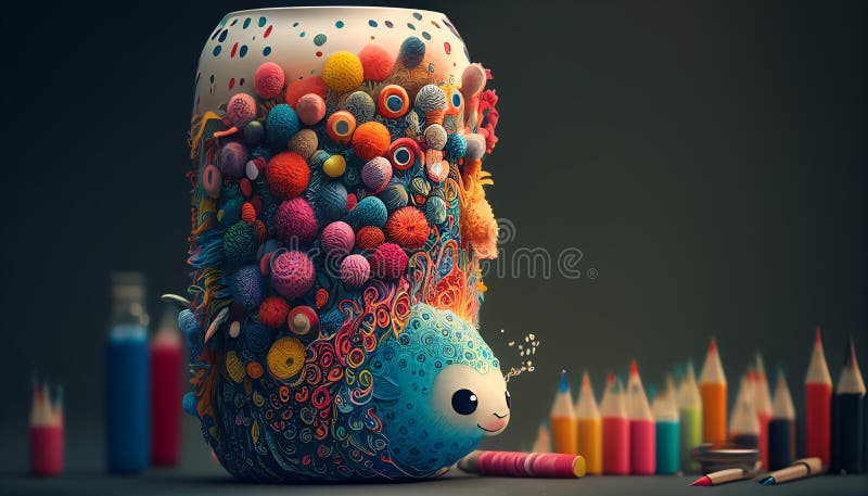 Cute Doodle Realistic Illustration Generated with AI Tools Stock ...