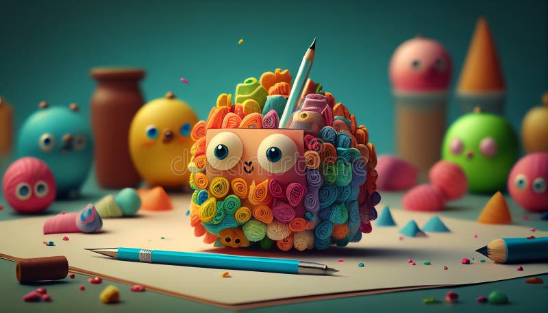 Cute Doodle Realistic Illustration Generated with AI Tools Stock ...